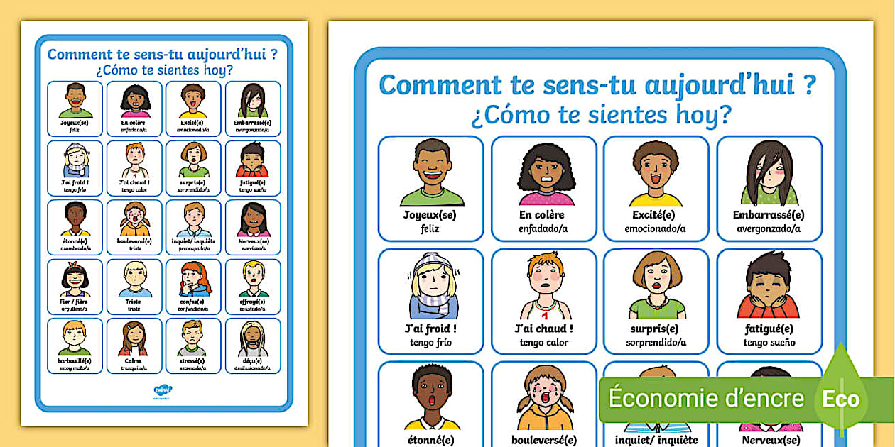 Affiche bilingue-Comment te sens-tu aujourd'hui ? - Twinkl