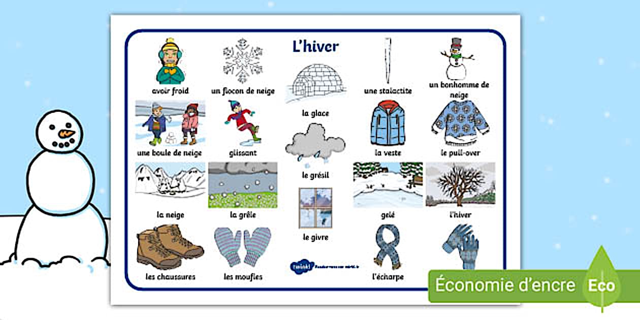 Ensemble de mots : L'hiver (l'enseignant a fait) - Twinkl