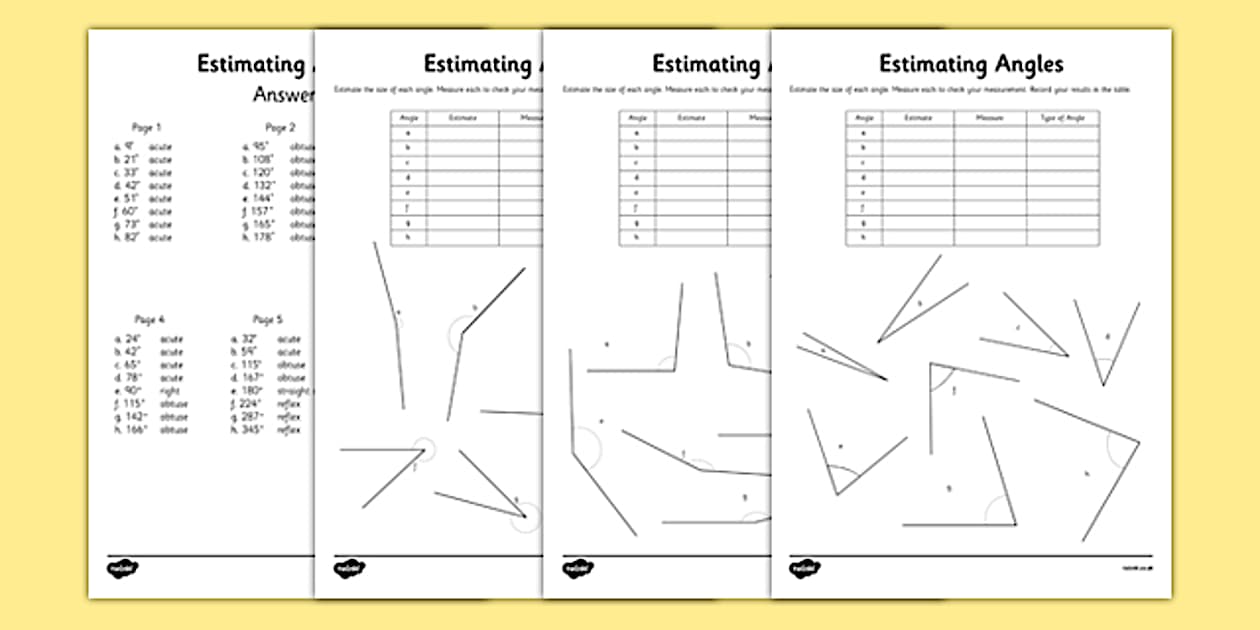 Estimating Angles Worksheet (teacher made) - Twinkl