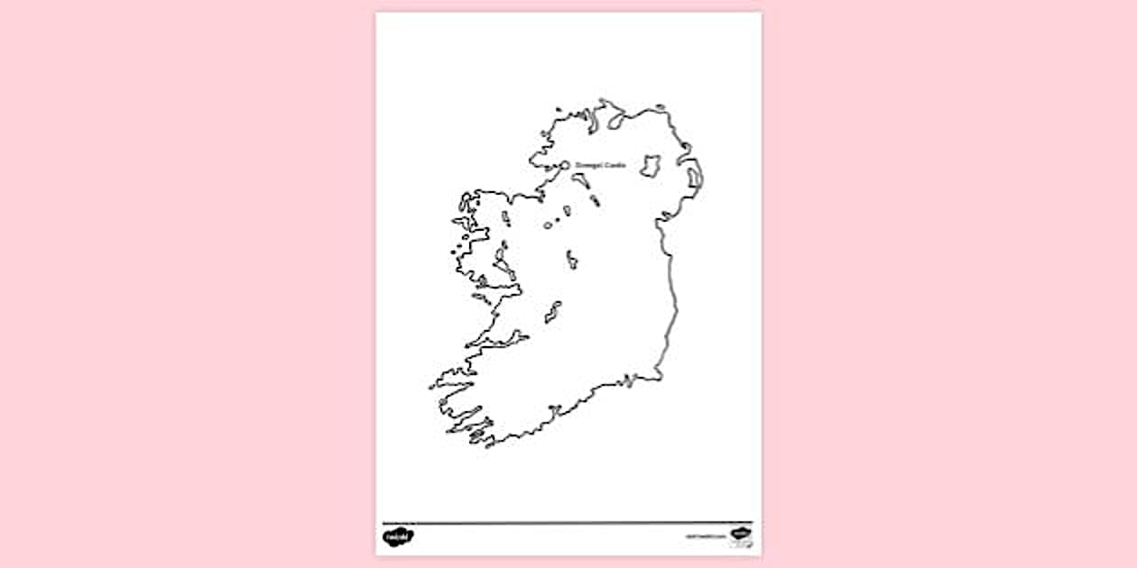 Map of Ireland Showing Donegal Castle Colouring Sheet
