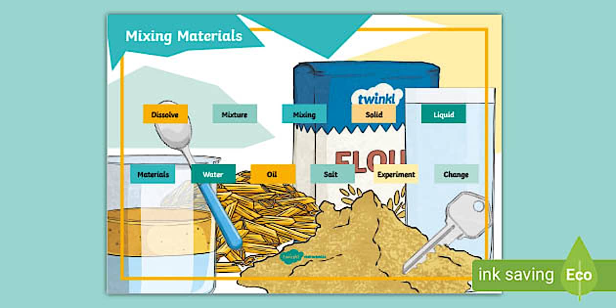 Mixing Materials Word Mat (teacher made) - Twinkl