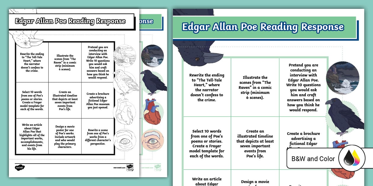 Edgar Allan Poe Reading Response Activities for 6th-8th Gr
