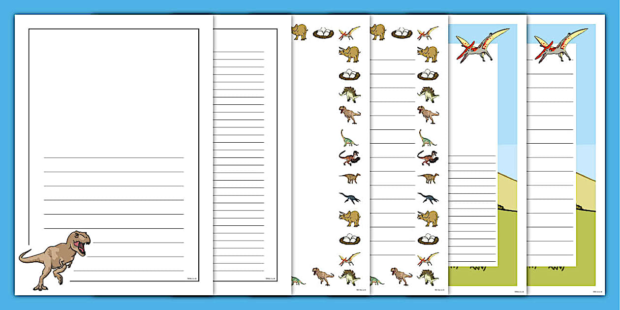 Dinosaur Writing Paper | Realistic Dinosaurs Page Borders