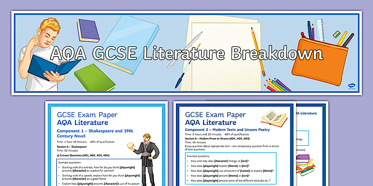 GCSE AQA English Literature Exam Breakdown Display Posters