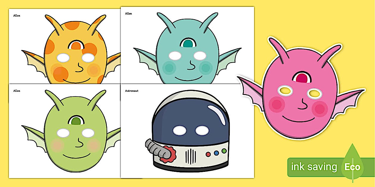 Black and White Astronaut and Alien Role-Play Masks - Twinkl