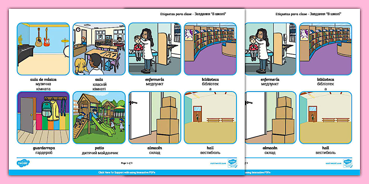 Etiquetas para clase - Español / Ucraniano (teacher made)