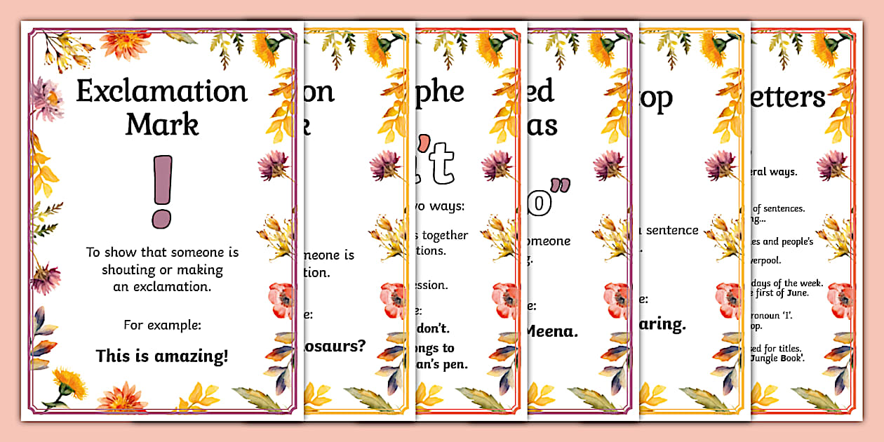 Wildflower Botanical Themed Punctuation Display Posters