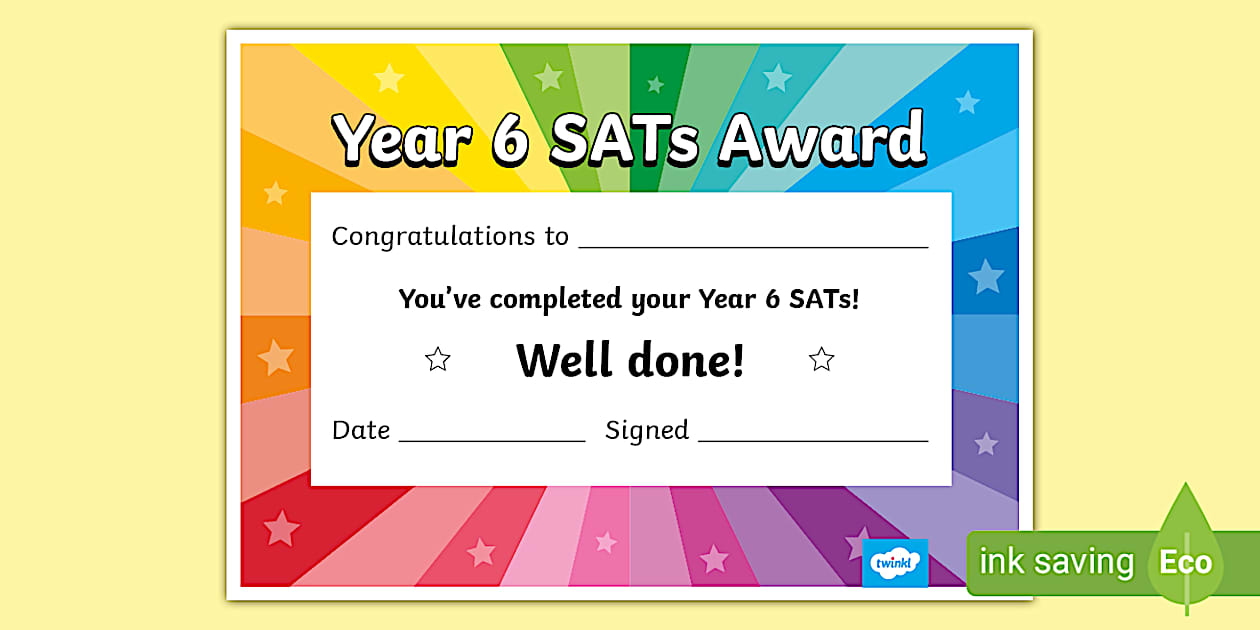 SATS Certificate (teacher made) - Twinkl
