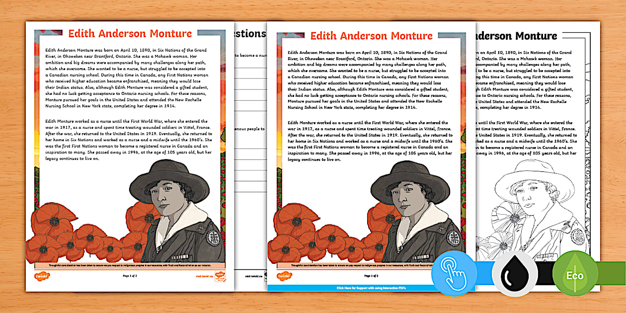 FREE! - Edith Monture: A Reading Comprehension Activity