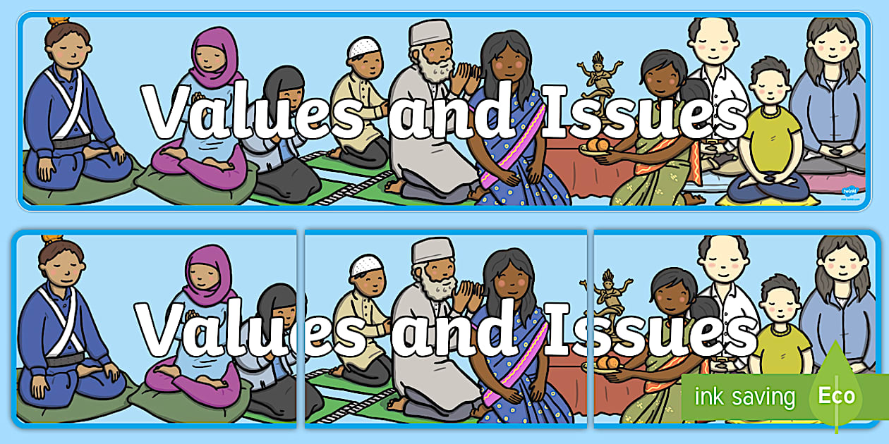 Cursive 'Values and Issues' Display Banner CfE - Twinkl