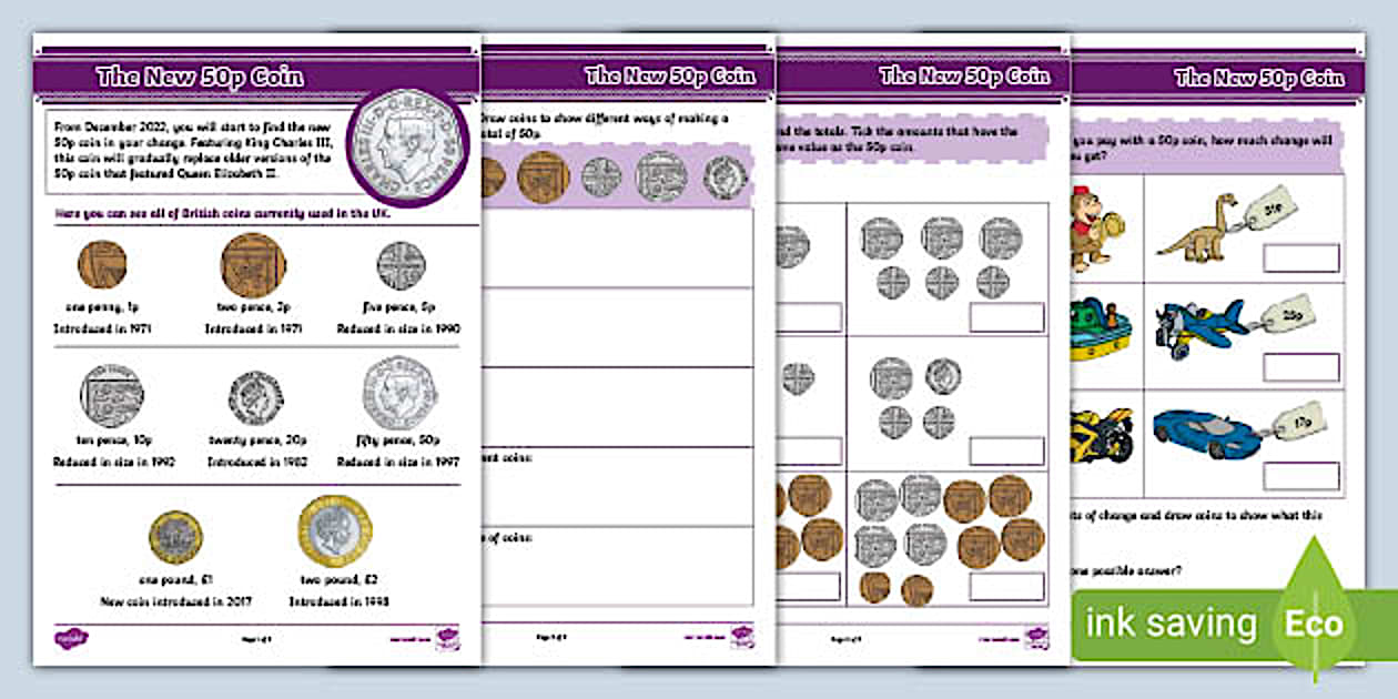👉 KS1 New 50p Coin Activity Sheets