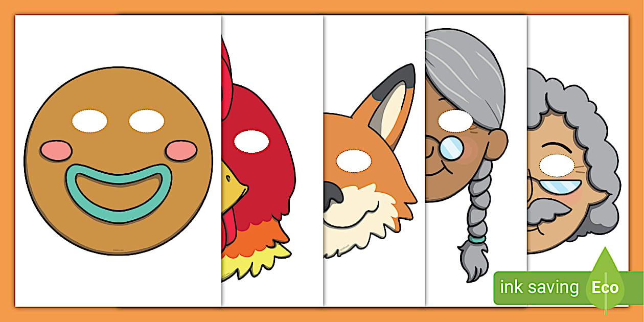 The Gingerbread Man Role-Play Masks (teacher made) - Twinkl