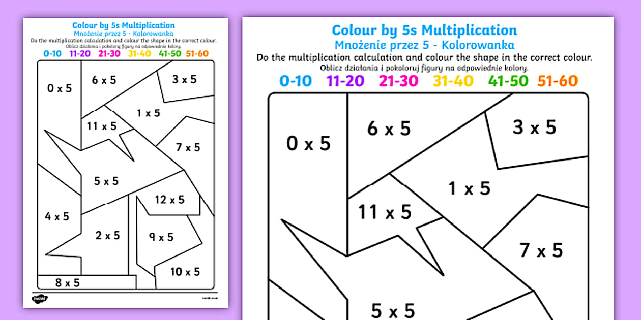 Colour by 5s Multiplication English/Polish - Colour by 5s Multiplication