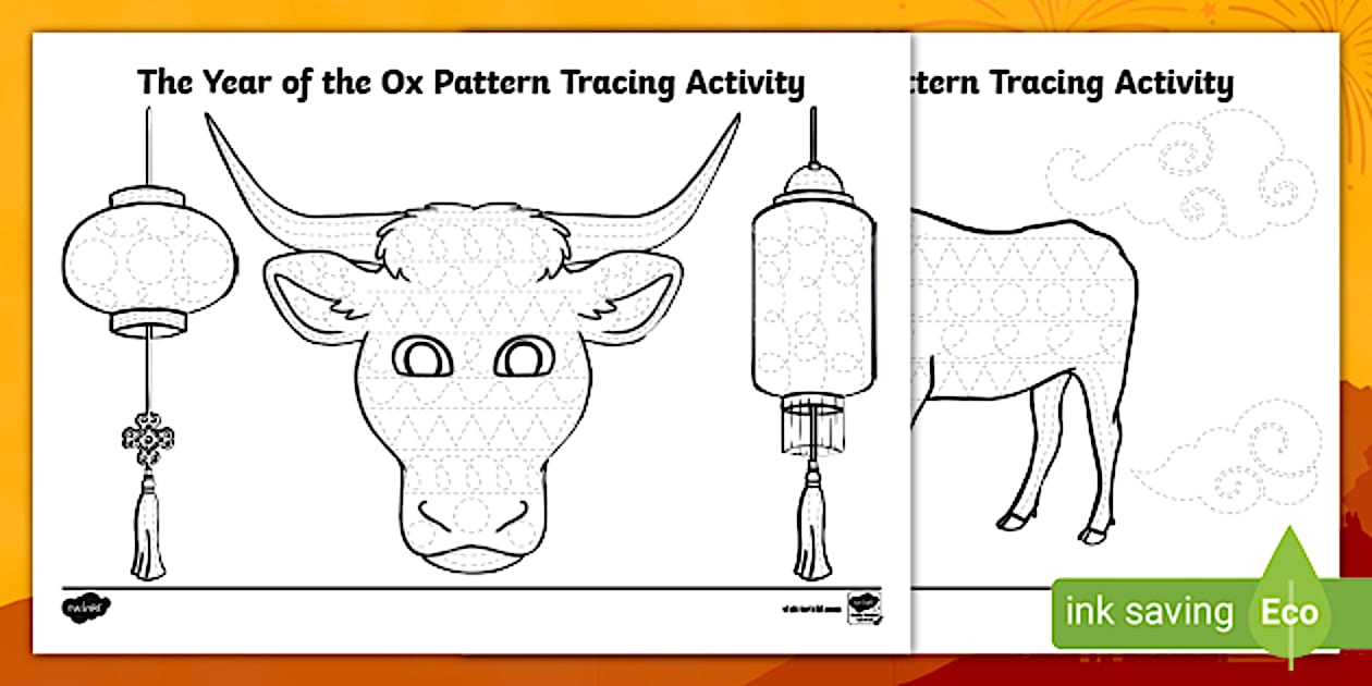 The Year of the Ox Pattern Tracing Activity (teacher made)
