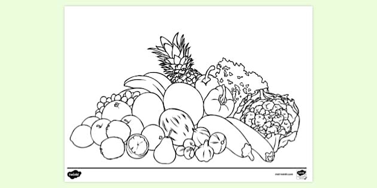 Fruits and Vegetables Colouring Page for Kids | Colouring