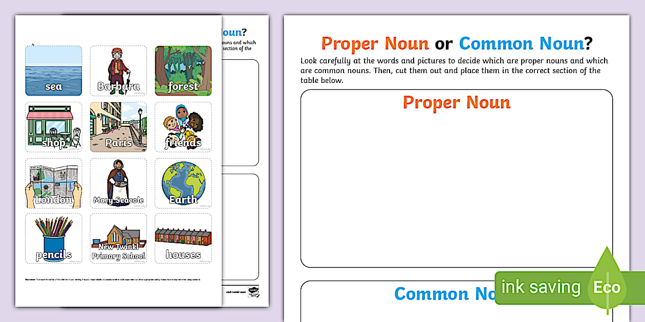 Proper Noun or Common Noun? Activity Sheet (teacher made)