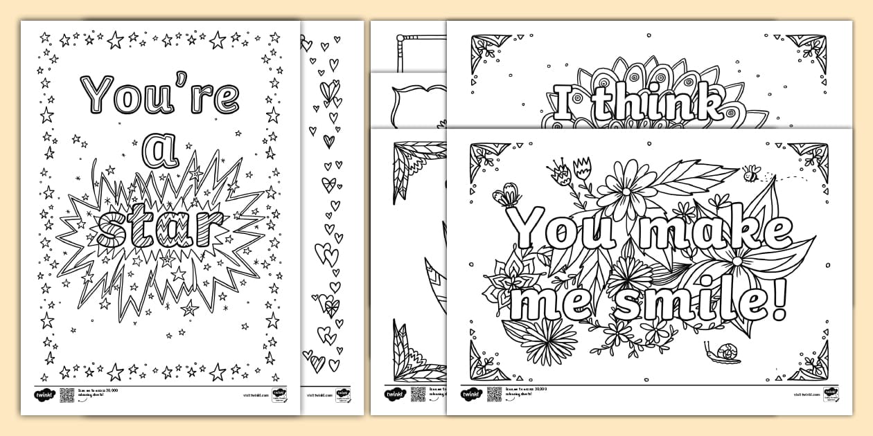 Words of Encouragement Mindfulness Colouring Sheets - Twinkl