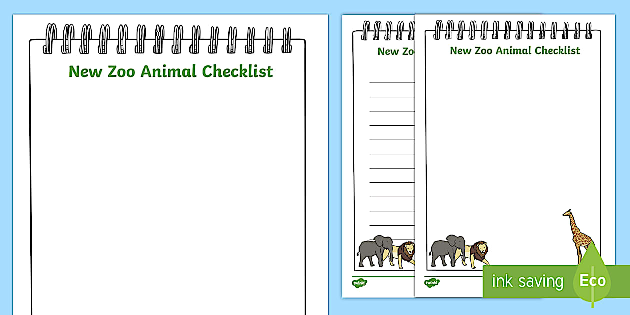 New Zoo Animal Checklist (teacher made) - Twinkl