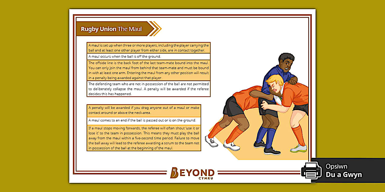 Rugby Laws Maul Card (Teacher-Made) - Twinkl