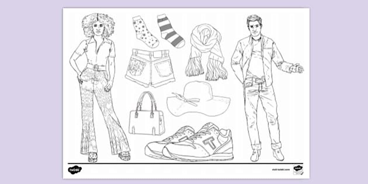 Fashion Clothes Colouring Page - Primary School - Twinkl