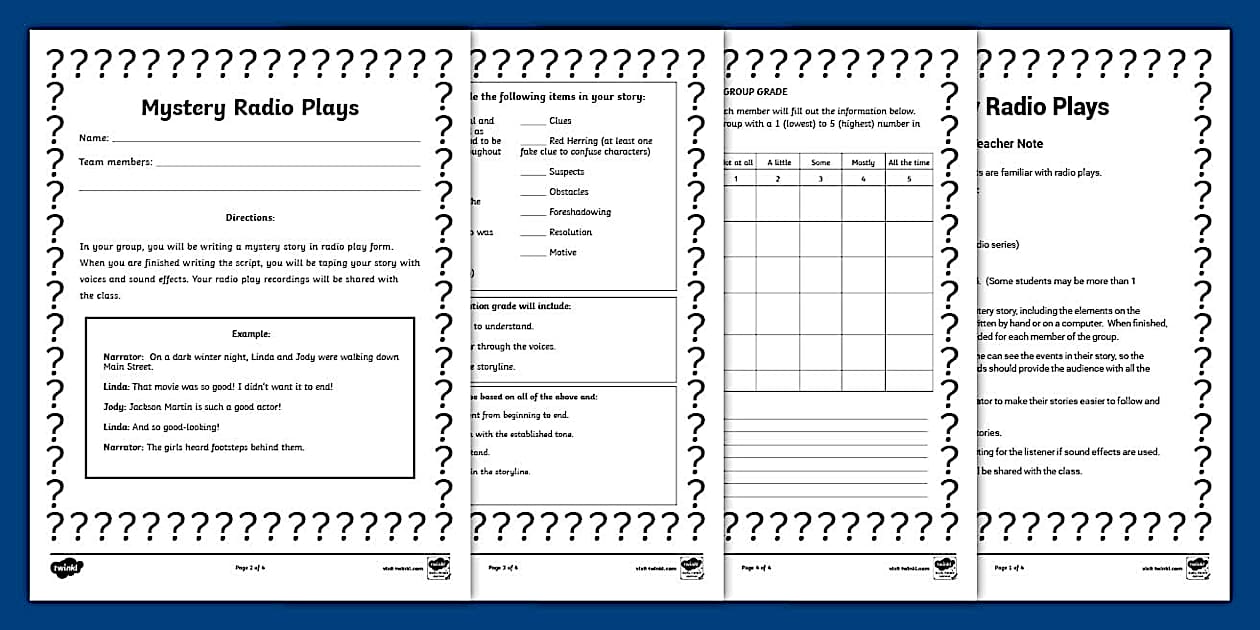Eighth Grade Fall Mystery Radio Play Worksheet - Twinkl
