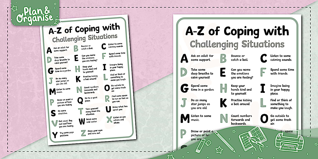 A-Z of Coping Skills Display Poster | Therapeutic Classroom | Botanical