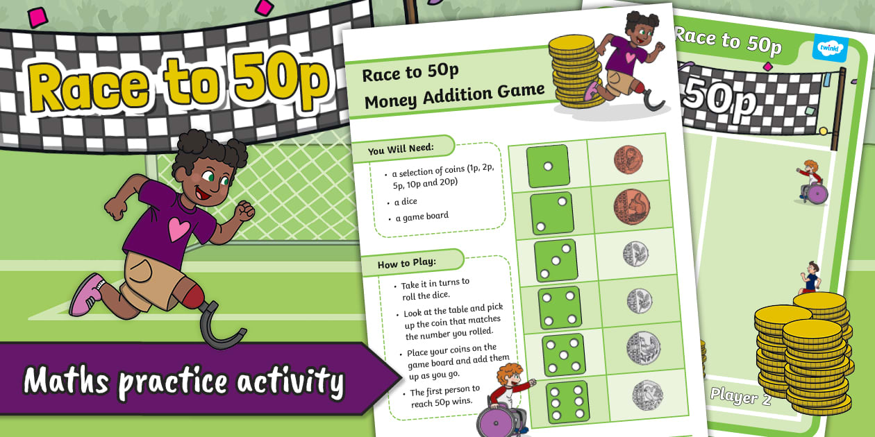 👉 * NEW * Race to 50p - Money Addition Game