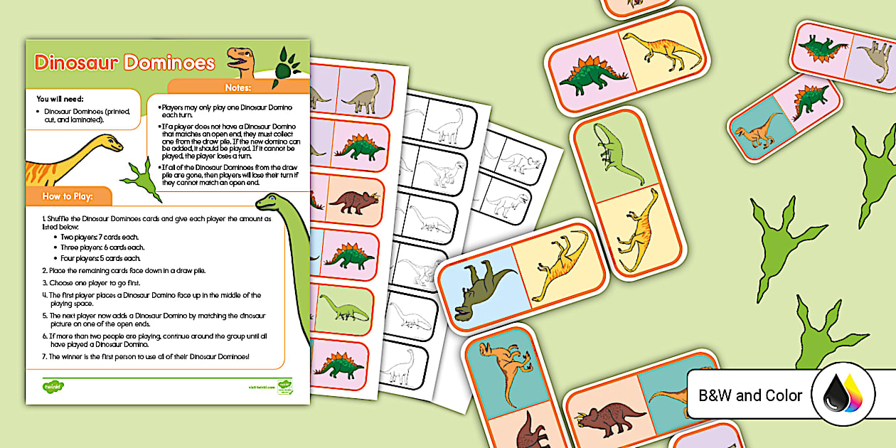 Printable Dinosaur Dominoes Game for Kids | Twinkl USA