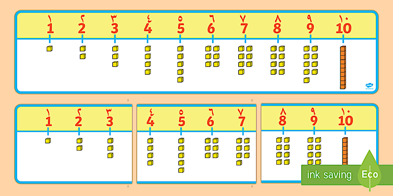 1 10 Number Line with Dienes Display Banner Arabic/English - 1