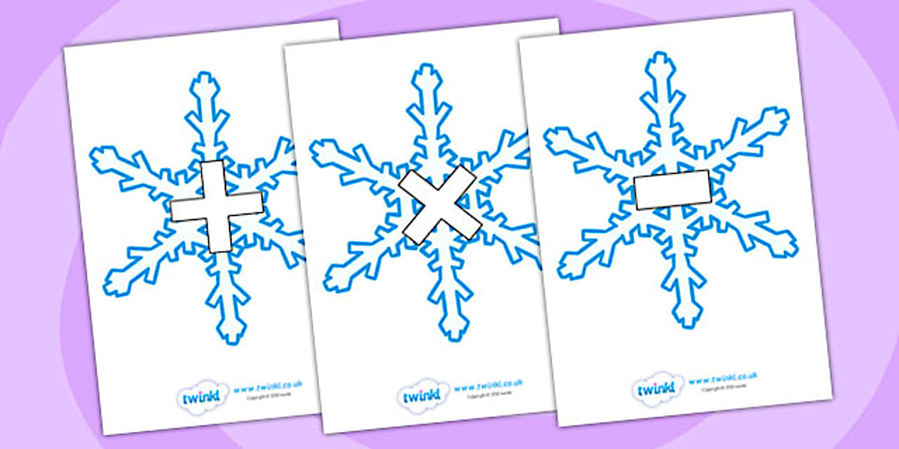 Maths Symbols on Snowflakes (teacher made) - Twinkl