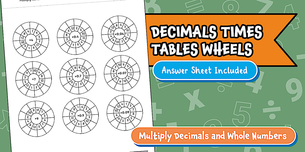 👉 Decimals Times Tables Wheels - Twinkl - KS2