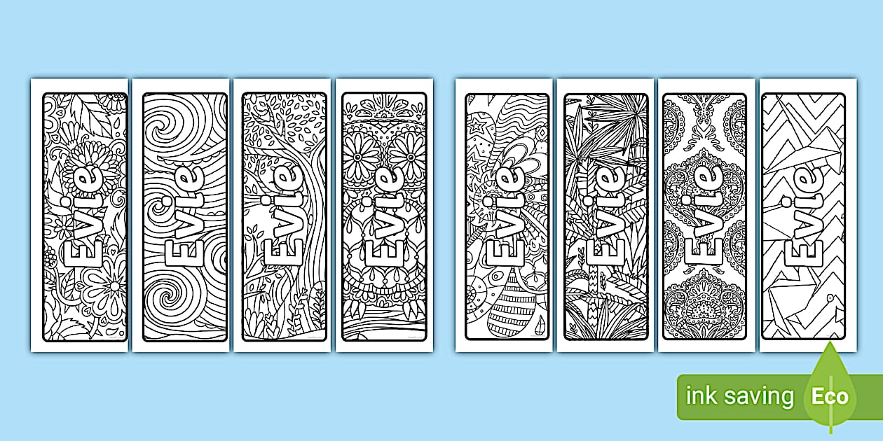 Evie Mindfulness Name Colouring Bookmarks | Twinkl | KS1