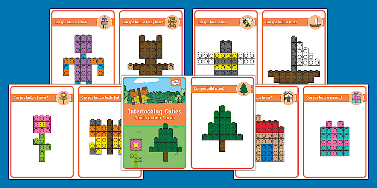 Interlocking Cubes Construction Cards | Twinkl - Twinkl