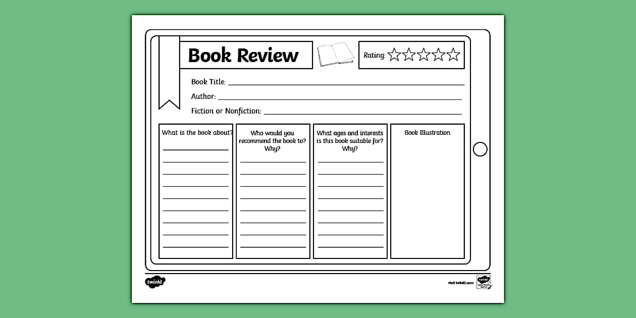 Book Review Template for 3rd-5th Grade (teacher made)