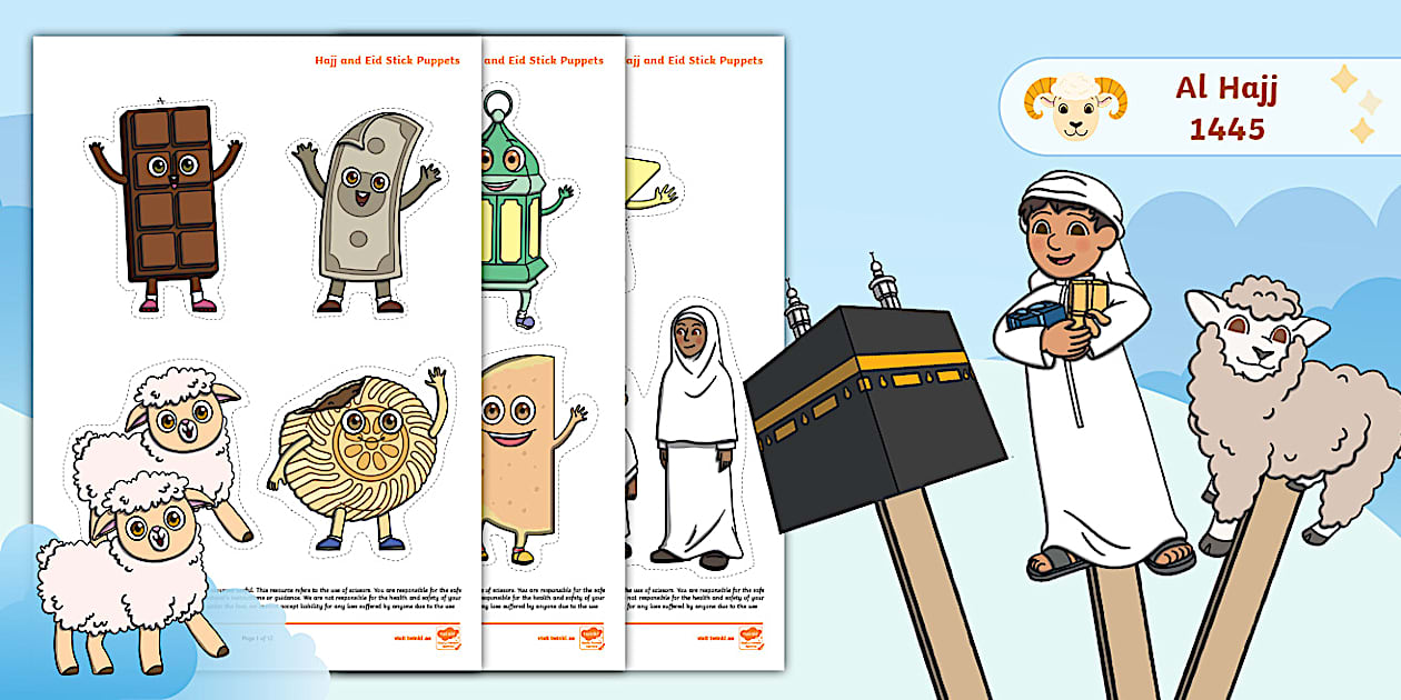 Hajj and Eid Al-Adha Stick Puppets (teacher made) - Twinkl