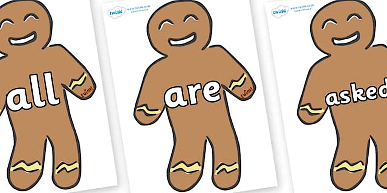 Tricky Words on Gingerbread Men (Teacher-Made) - Twinkl