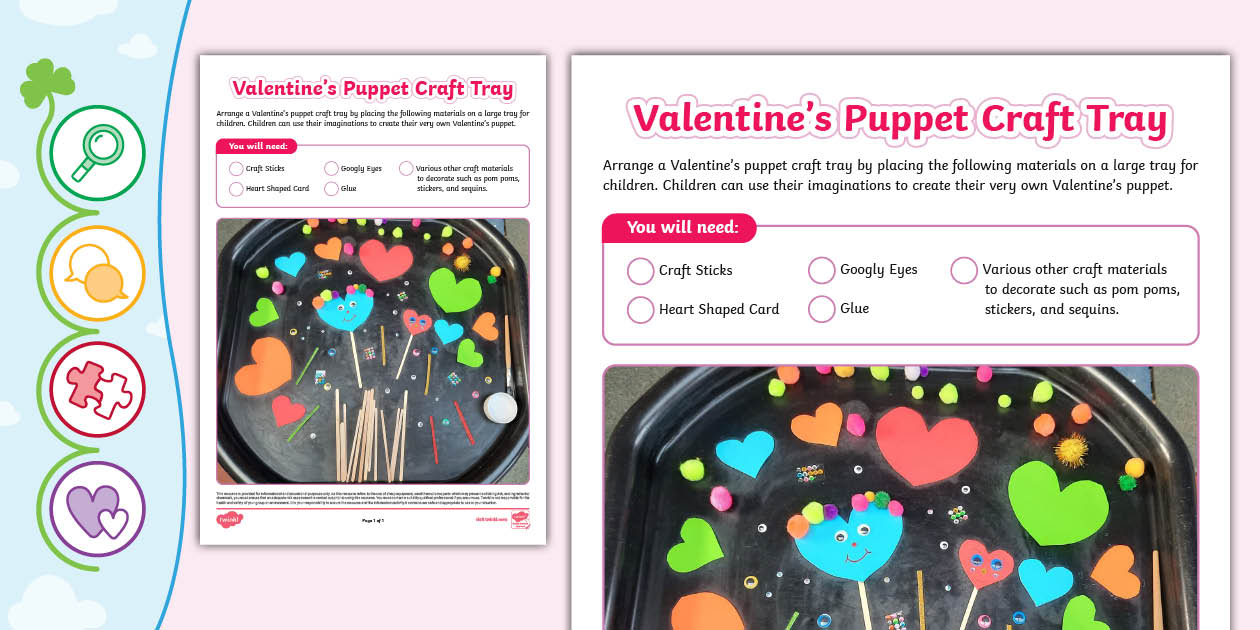 Valentine's Puppet Craft Tray (Teacher-Made) - Twinkl