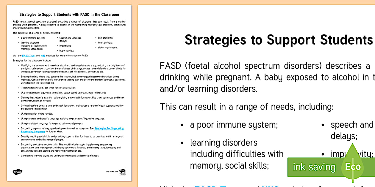 Editable Strategies to Support FASD in the Classroom Adult Guidance