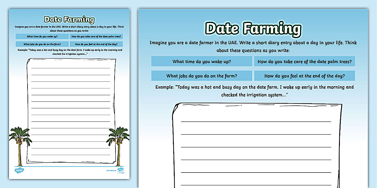 Date Farming in the UAE Diary Writing Activity - Twinkl