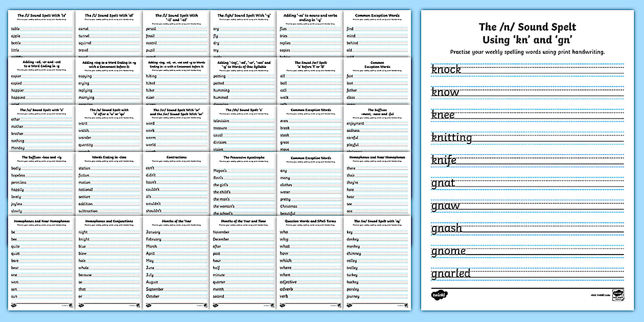 Year 2 Handwriting and Spelling Practice Resource Pack