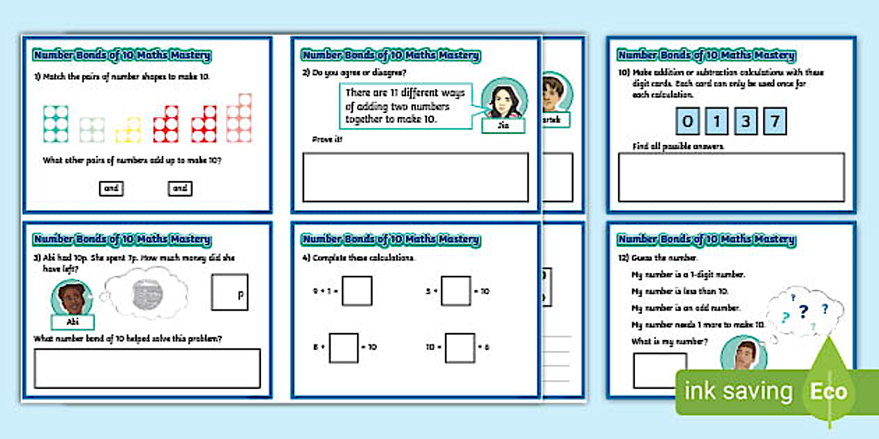 👉 KS2 Number Bonds of 10 Maths Challenge Cards - Twinkl