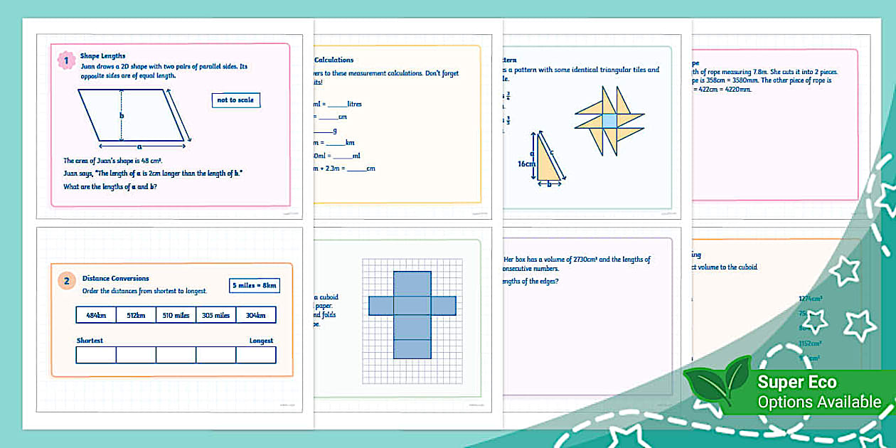 Measurement Challenge Cards (Ages 10 - 11) (teacher made)