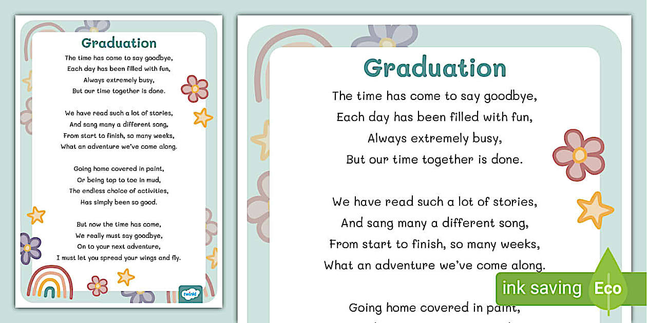 Muted Rainbow EYFS Graduation Poem | Twinkl (teacher made)