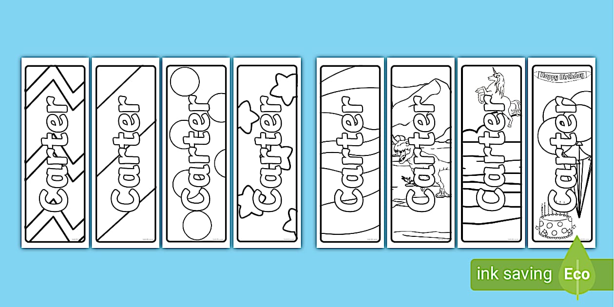 Carter Name Simple Colouring Bookmarks | Twinkl | KS1