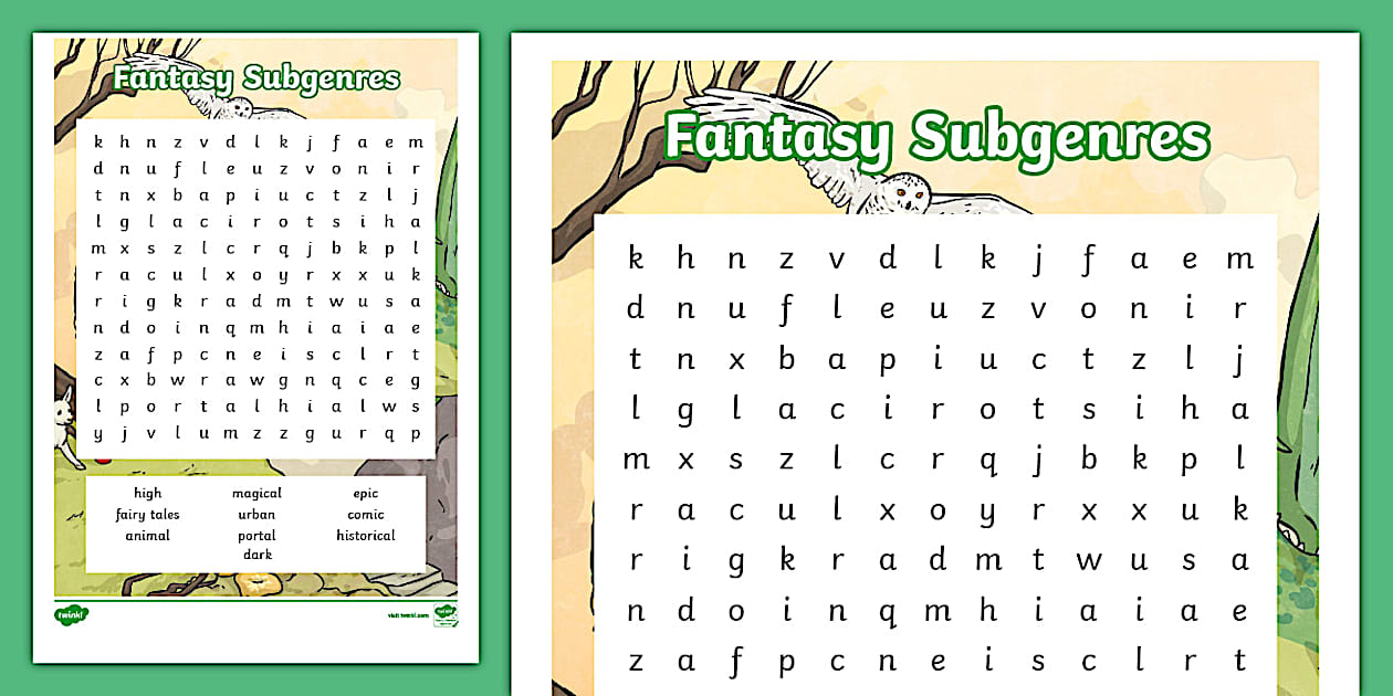 Fantasy Genres Word Search (teacher made) - Twinkl