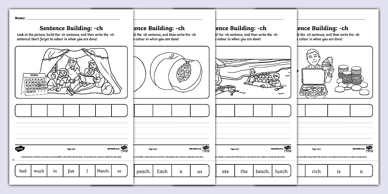 Phonics Sentence Building: -ch (teacher made) - Twinkl