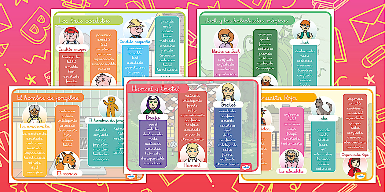 Pósters: Caracterización de personajes de cuentos tradicionales