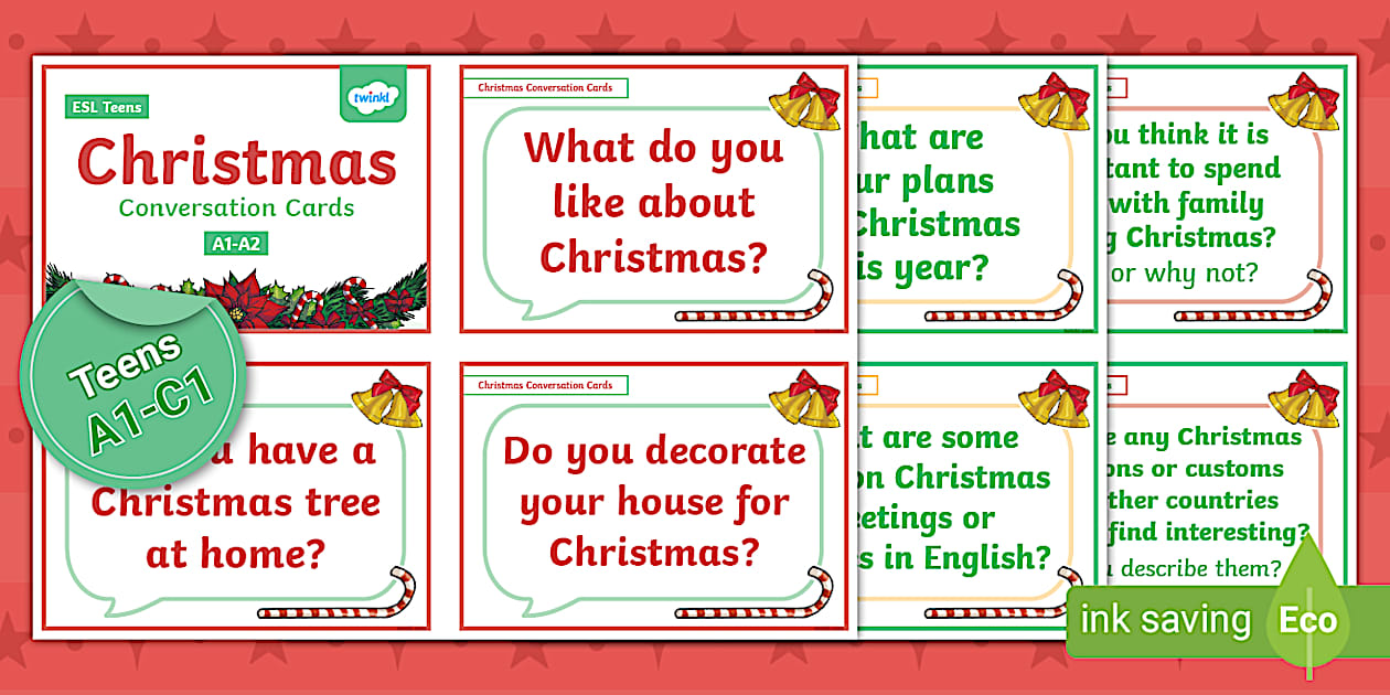 Christmas ESL Question Flashcards PDF | Teens A1-C1 - Twinkl