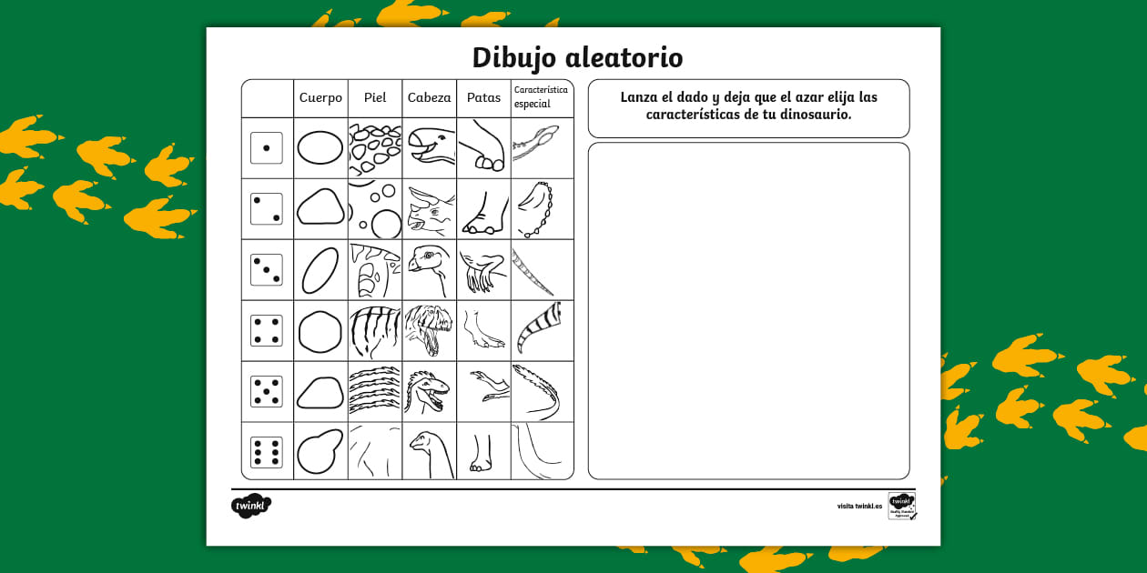 Ficha de actividad: Dibujo aleatorio - Dinosaurio - Twinkl