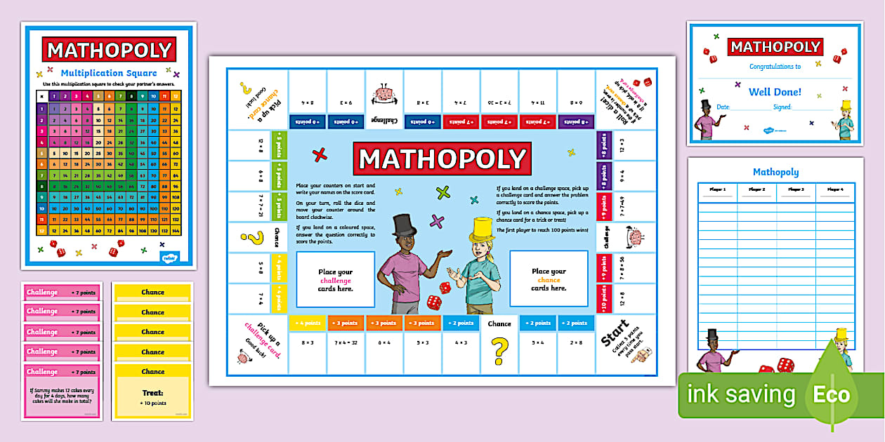 Mathopoly 3,4 and 8 Times Tables Game (teacher made)